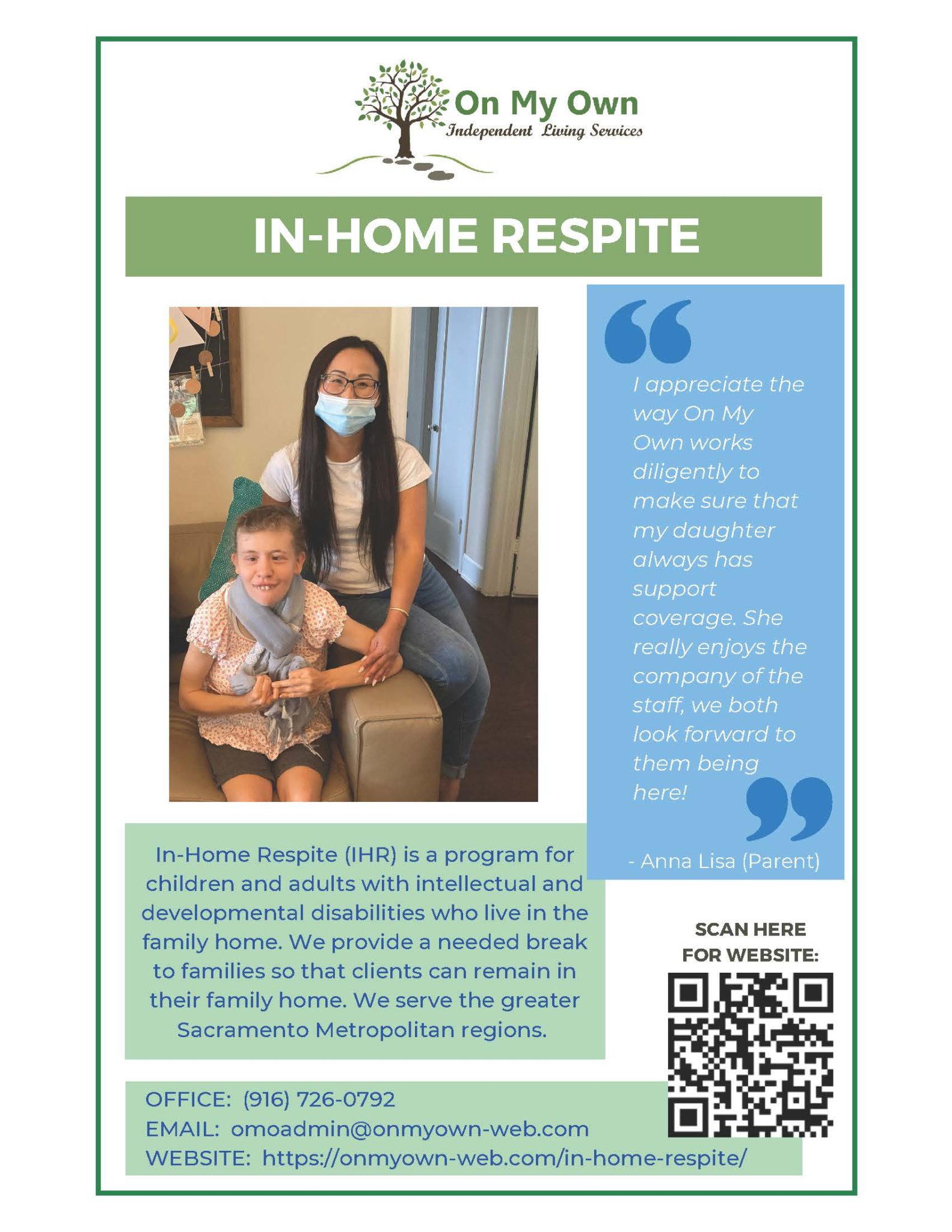 In-Home Respite (IHR) - On My Own Independent Living Services