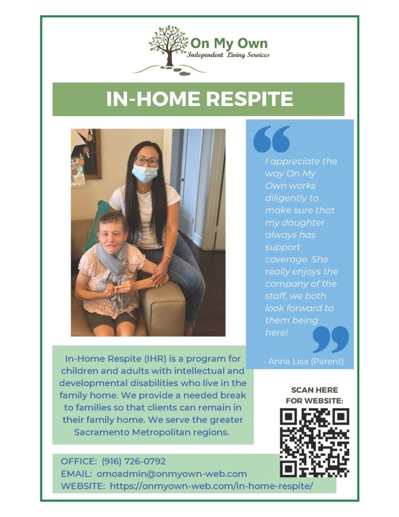 In-Home Respite (IHR) - On My Own Independent Living Services