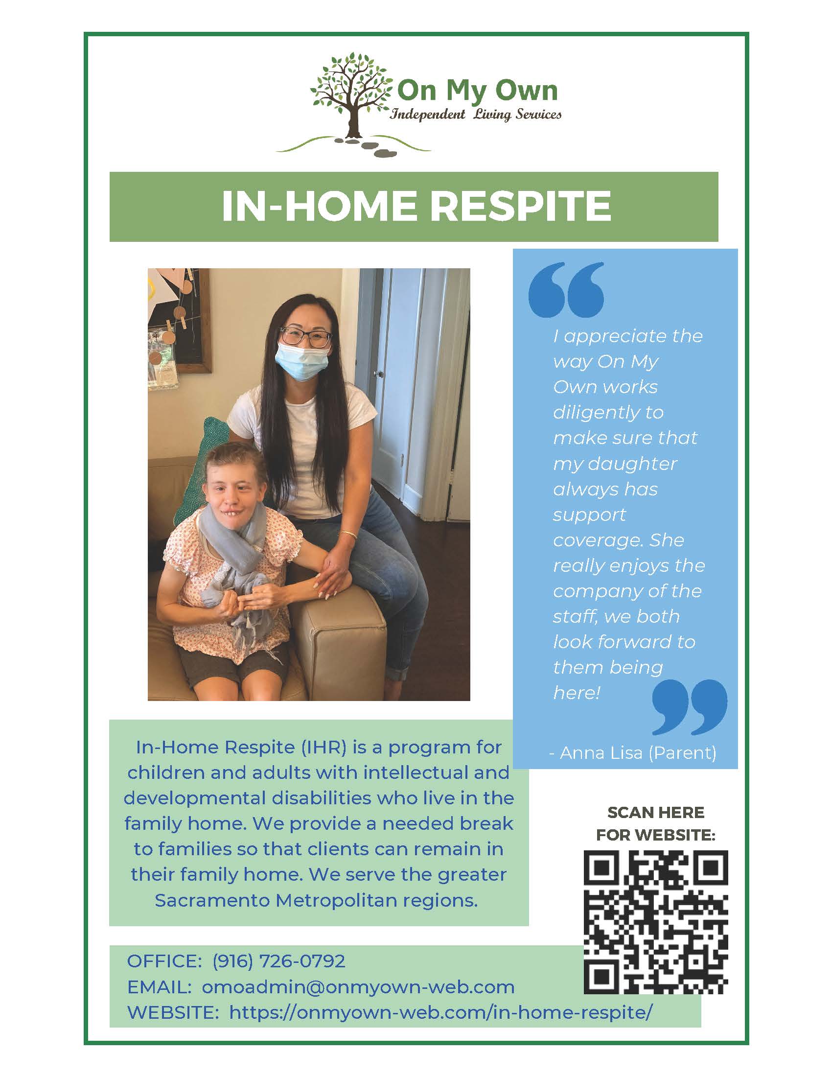 In-Home Respite (IHR) - On My Own Independent Living Services